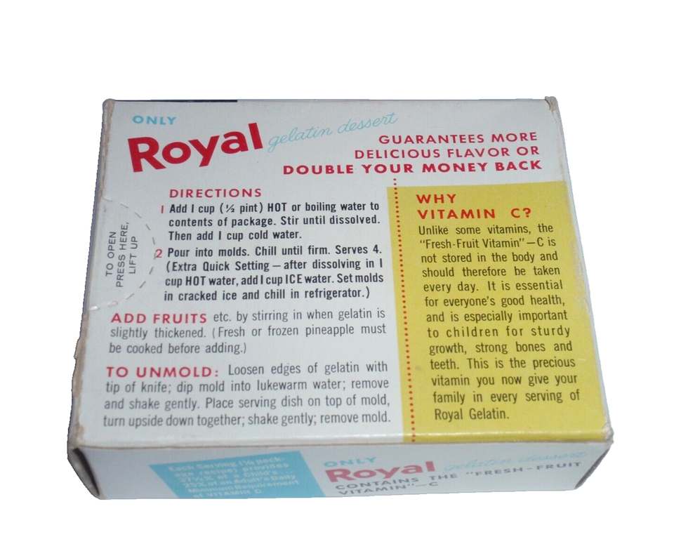 2- 1950's Royal Gelatin Jello Dessert Raspberry & Strawberry Unopened ...