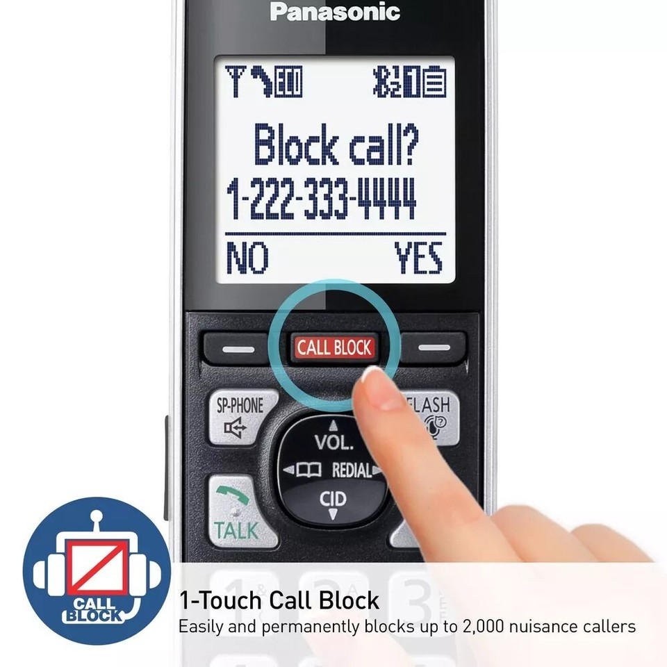 Panasonic Cordless Phone System Answering Machine 5 Handset Bluetooth ...