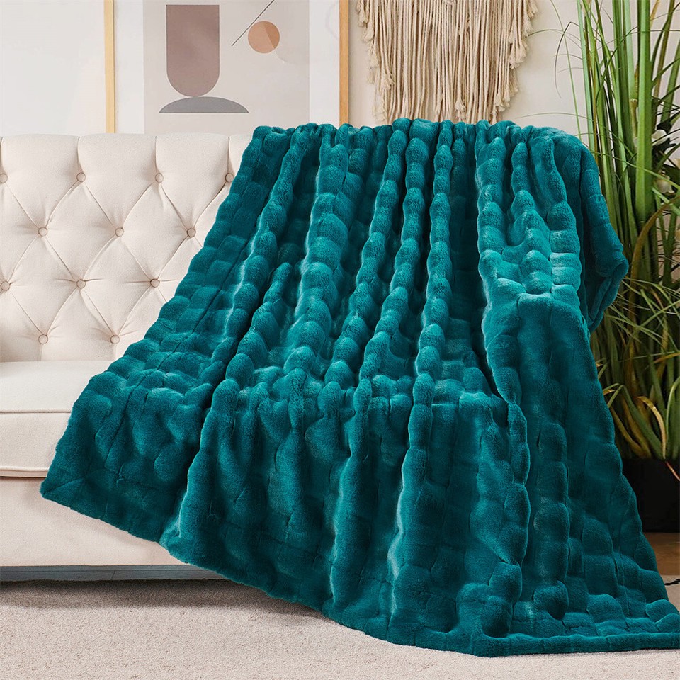 Brick Faux Fur Throw Blanket Luxurious Soft Reversible Micromink ...