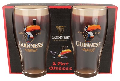 Guinness Toucan Design Pint Glasses pack of 2. Licensed Guinness ...
