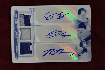 2020 Topps Tribute Triple Auto Patch Printing Plate Corey Seager Lux ...