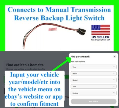 fits C6 Focus Manual Transmission Backup Light Switch Connector Plug ...