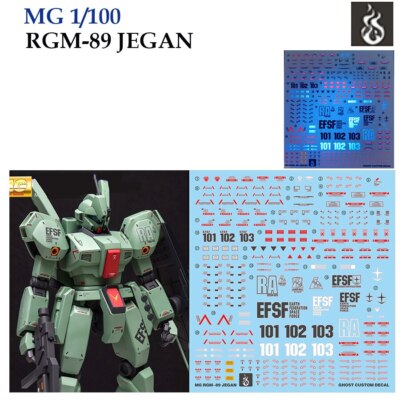 for MG 1/100 RGM-89 Jegan Water Slide UV Light-Reactive Decal CCA 0096 ...