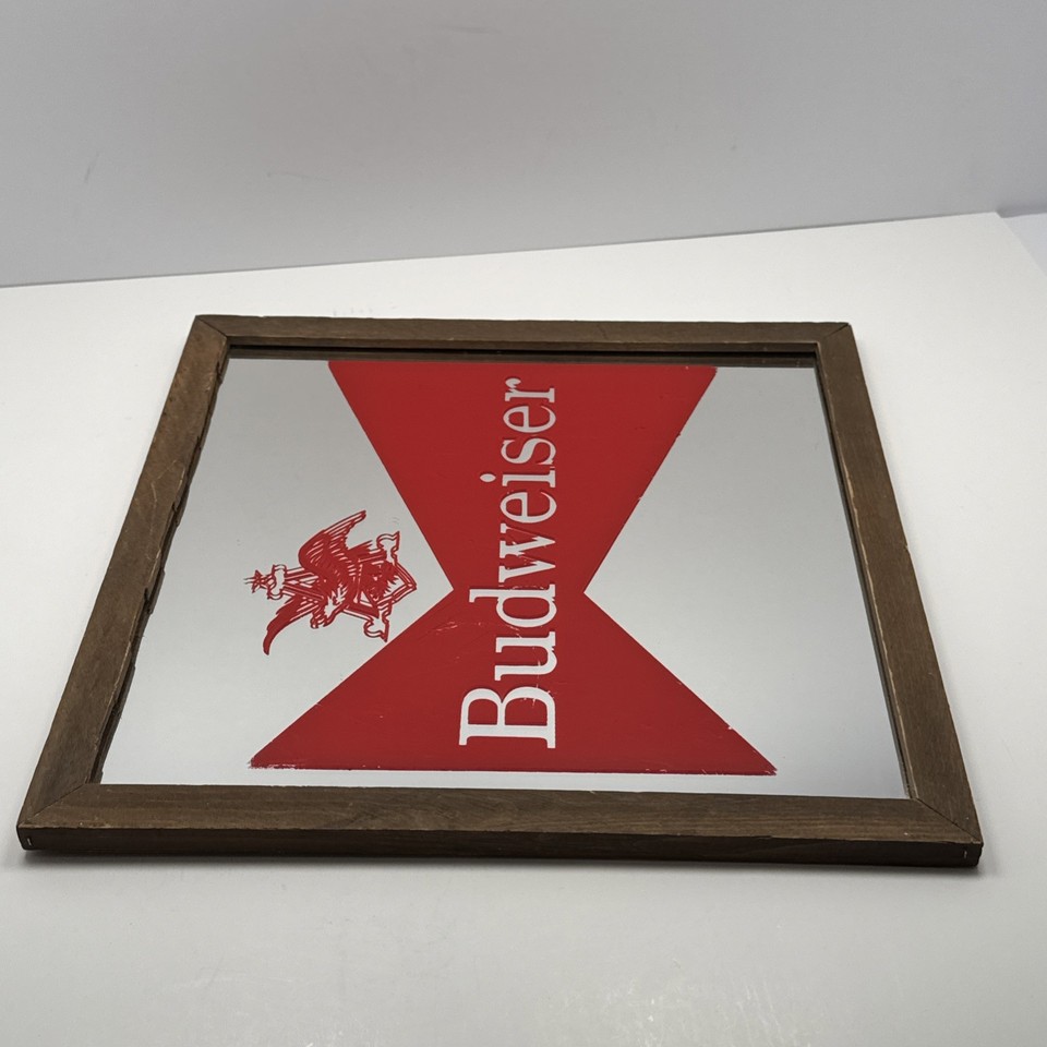 Vtg 70s 80s Budweiser Beer Anheuser Busch Carnival Framed Mirror Bar ...