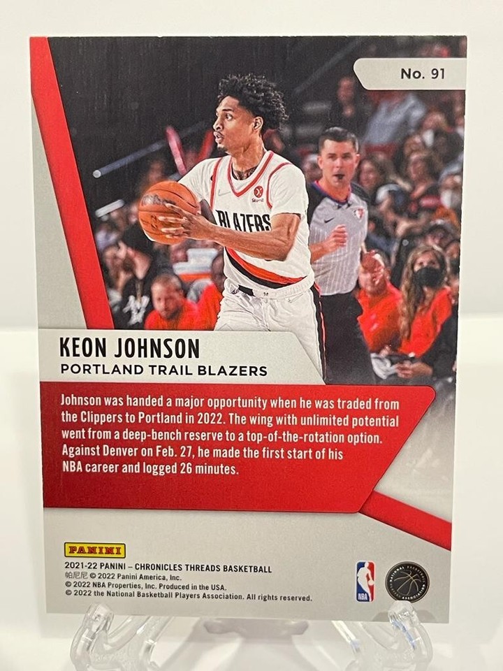 2021-22 Panini Chronicles Threads #91 Keon Johnson | eBay