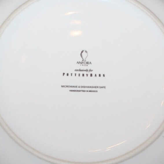 pottery barn anfora dinner plates pre-owned blue & white set of 4 10.5 ...