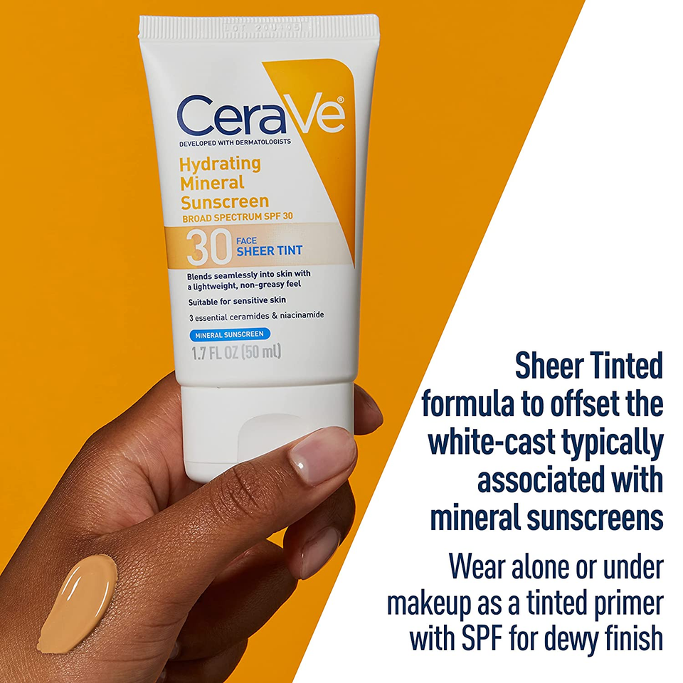 Cerave Sunscreen spf 30 Tinted Hydrating Mineral Facial Sunscreen ...