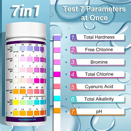 EASYTEST 7-Way Pool Test Strips 150 Strips Water Chemical Testing ...