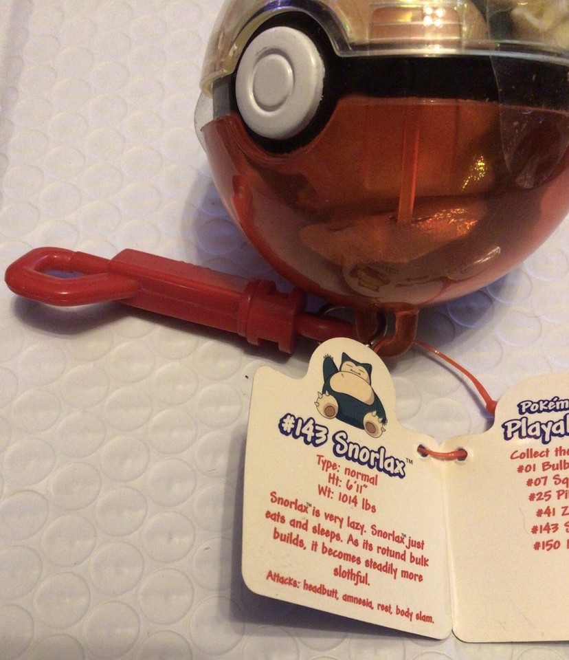 Vintage 1990’s Applause Pokemon Playables Snorlax Pokeball Keychain ...