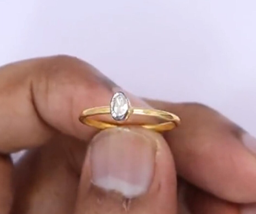 Solid 925 Sterling Silver Dainty Natural Polki Ring Gold Filling ...