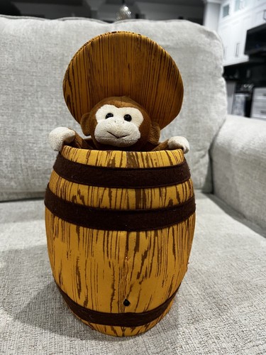 Peek A Boo Monkey In A Barrel Plush Sound & Movement Laughs Giggles ...