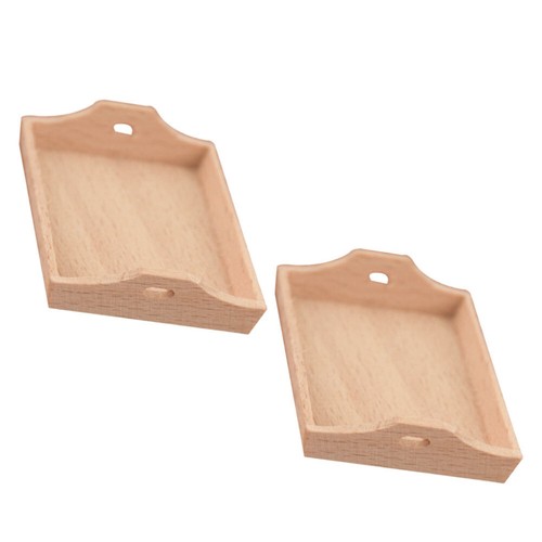 2 Pcs Mini Wooden Tray Tea Model Miniature Furniture Trays for Decor | eBay