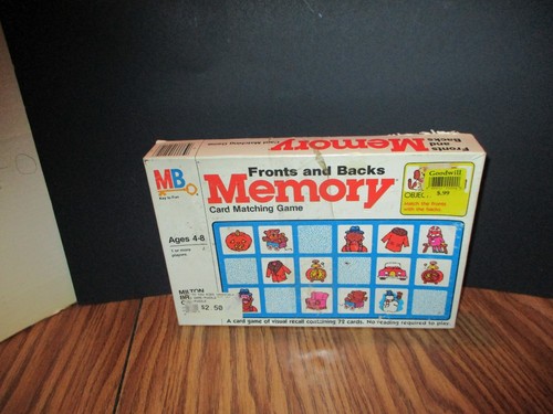 MILTON BRADLEY MEMORY CARD MATCHING GAME FRONTS AND BACKS 100% | eBay
