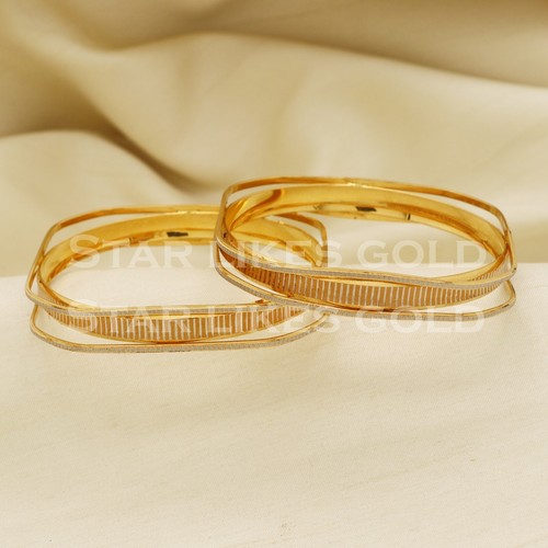 22k Yellow Gold Bangle Set Of Two, Genuine Hallmarked 916 Bracelet For Woman | eBay
