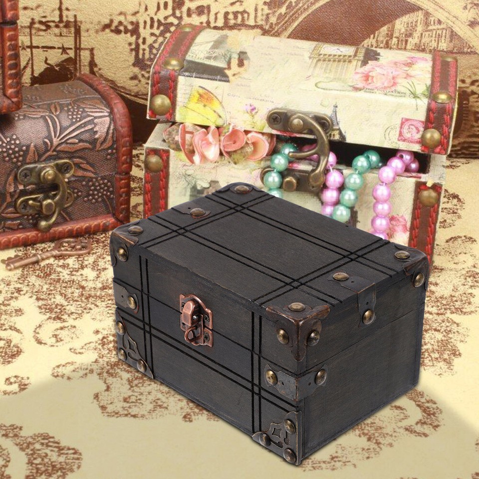 Treasure Chest with Lock Large Lockable Wooden Retro Storage Boxes | eBay