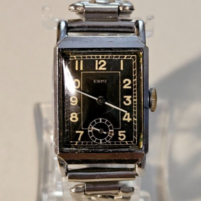 Men's Watch Vintage ERMI German Black TANK Military 1936 Veryrare WW2 ...