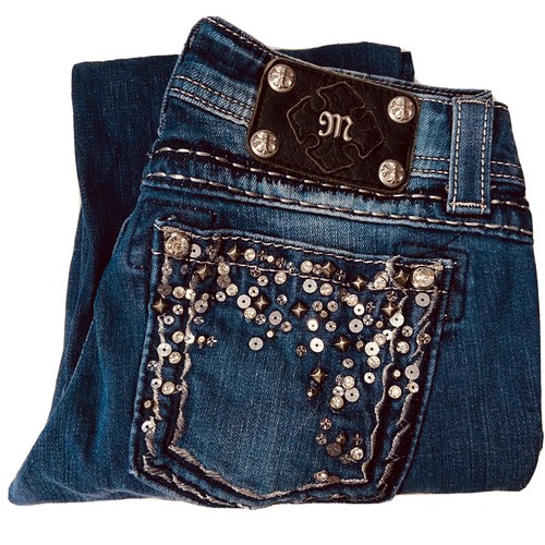 Miss Me Capri Blue Jeans Women's Sz 27 Inseam 17.5 Embellished Studded ...