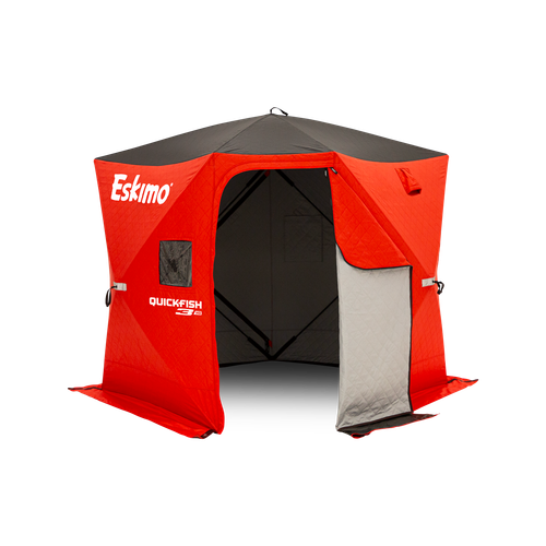 Eskimo QuickFish 3HD, Pop-Up Portable Ice Shelter, Red/Black, 3-Person ...