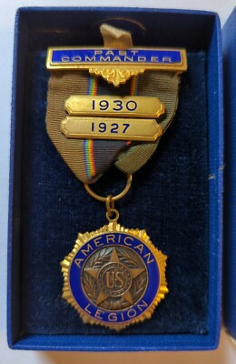 Vintage US American Legion Past Commander 1930 & 1927 Pin in Box | eBay