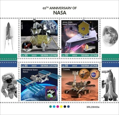 NASA 65th Anniversary Moon/Apollo 11/ISS Space Stamp Sheet (2023 Sierra ...