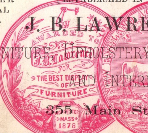 1880 Engraved J.B. Lawrence Furniture Upholstery Interior Decorator ...