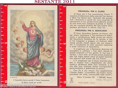 1826 SANTINO HOLY CARD MADONNA CUORE IMMACOLATO DI MARIA PRESBYTERIUM ...
