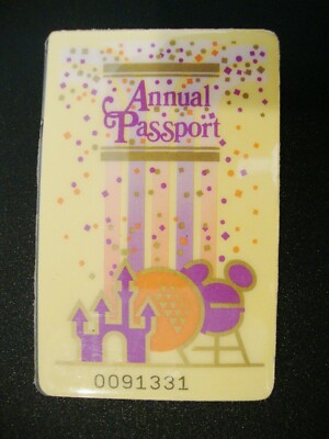 Walt Disney World 3-Park Annual Passport Photo ID Card 1992 Bar Code ...