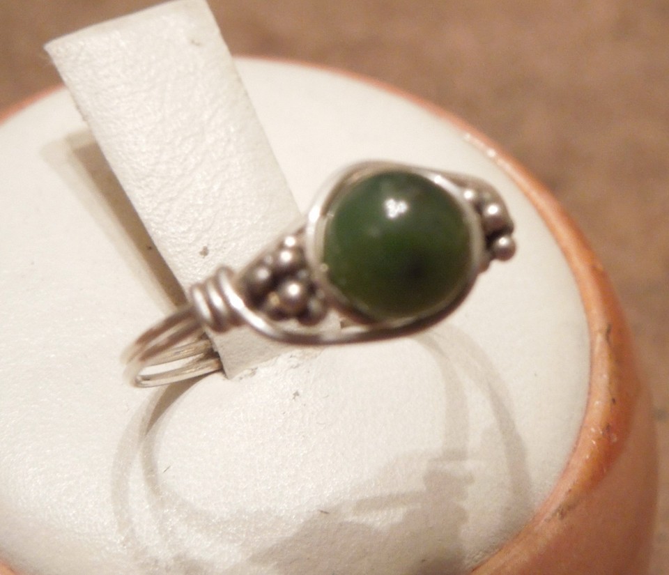 Nephrite Jade Bali Silver Wire Wrap Ring - ANY SIZE | eBay