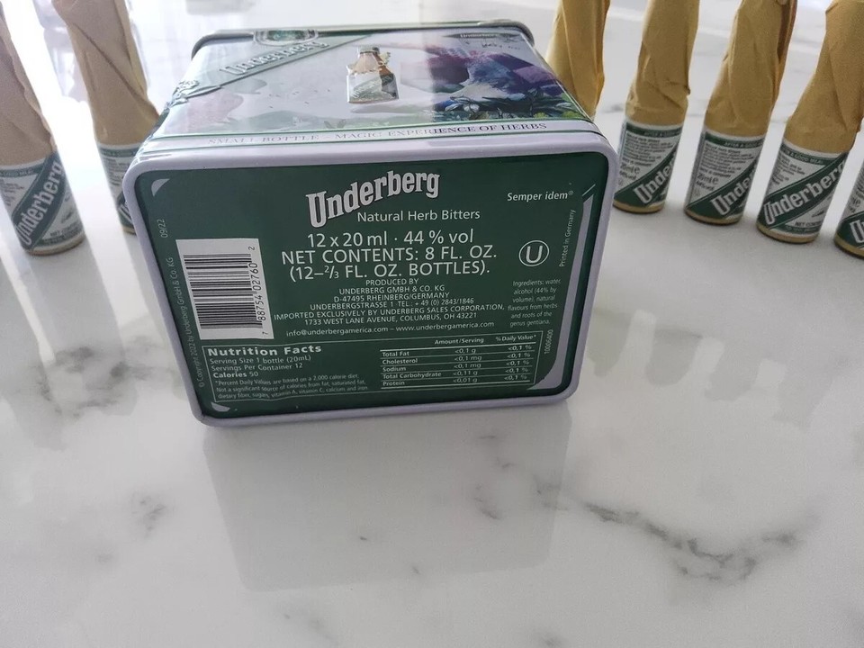 Underberg Natural Herbal Digestive Bitters - 12 Bottles In The 2024 Tin ...