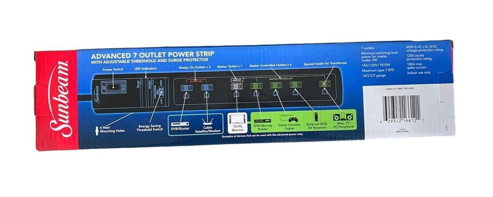 NEW ~ SUNBEAM ADVANCED 7 OUTLET POWER STRIP WITH SURGE PROTECTOR ~ 1 or ...