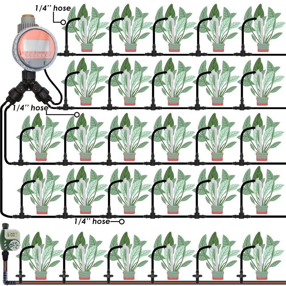 50pcs Transparent Drip Emitter 1/4'' Sprinkler Water Pipe Connector ...