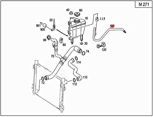 Genuine MERCEDES R171 W171 Expansion reservoir to engine Vent tube ...