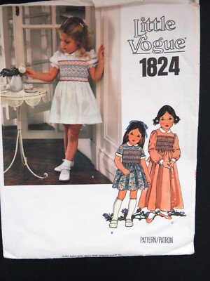 Size 6X - Little Girls Smocked Dress Pattern by Little Vogue 1824 with ...