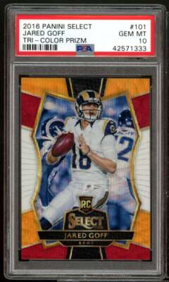 Jared Goff Rookie Card 2016 Panini Select Tri Color Prizm #101 PSA 10 ...