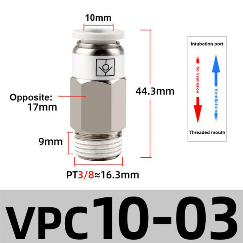 4-12mm Pneumatic Check Valve Non Return Valve Male Thread Metric Push ...