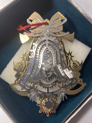 Gold & Silver Christmas Ornament Bell Cheub Design 4” Holiday Decor | eBay