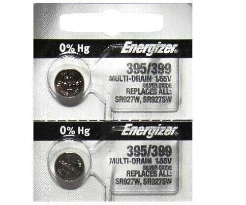 ENERGIZER 395/399 WATCH BATTERIES SR927SW (2 Piece) Sealed Authorized ...