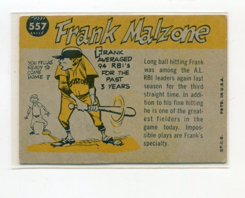 FRANK MALZONE BOSTON RED SOX 1960 TOPPS MLB BASEBALL CARD #557 | eBay