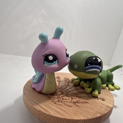 LPS Littlest Pet Shop #128 Purple Snail #847 Gecko Purple Clover Eyes ...