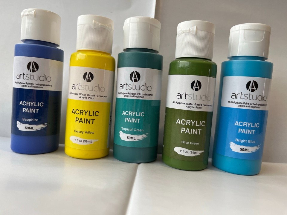 Art Studio Acrylic Paint Bottles 59ml Matt/Metallic/Pearl Assorted ...