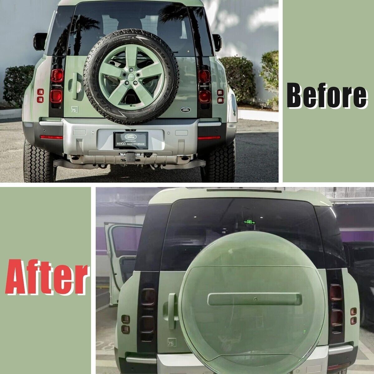 Grasmere Green Rear Spare Tire Tyre Cover Fits For LR Defender 110 90 ...