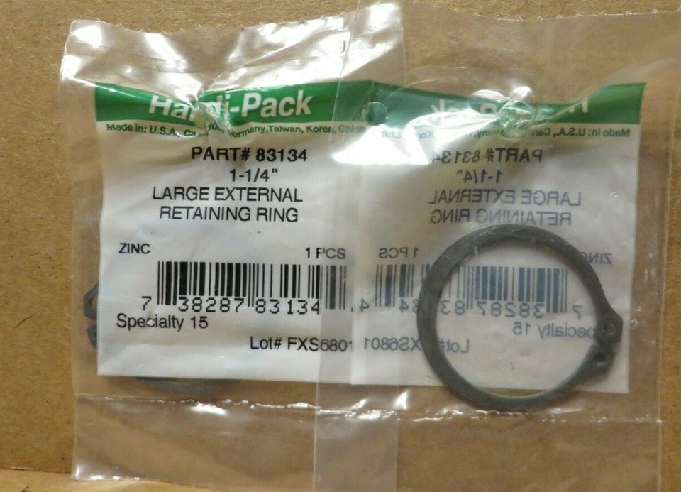 Handi-Pack 1-1/4" Zinc Plated Steel Internal Retaining Rings (2 pieces ...