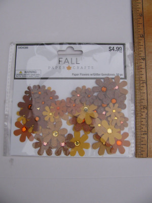 The Paper Studio FALL PAPER FLOWERS W/GLITTER GEMSTONES 50 Pieces NIP ...