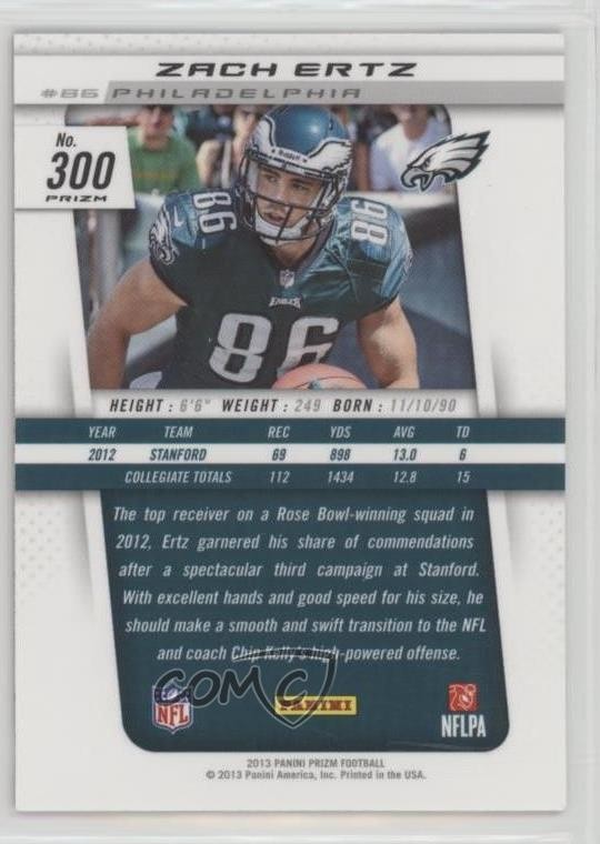 2013 Panini Prizm Rookie Target Red Pulsar Prizm Zach Ertz #300 Rookie ...