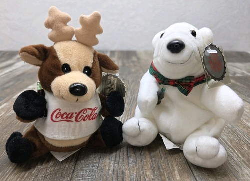 Coca-Cola Reindeer Coke T-shirt & Polar Bear Bow Tie 97 w/Tags Bean Bag ...