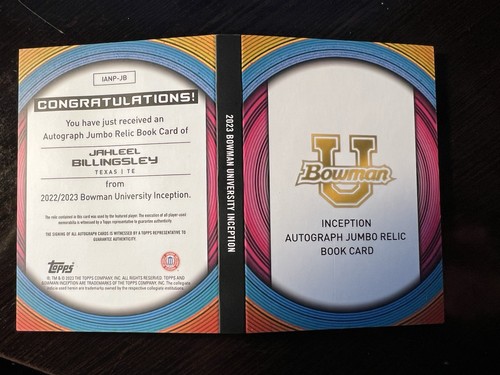 2022-23 Bowman Inception University Auto Relic Booklet Jahleel ...
