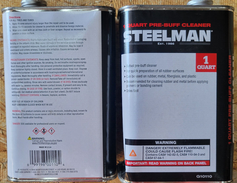 LOT OF 2 QUARTS Steelman G10110 Bufsol PreBuff Cleaner 1 Quart Each ...