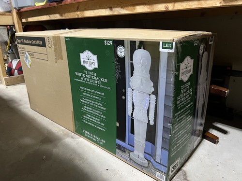 Holiday Time 75 Inch White Nutcracker Lights Musical Timer Motion ...