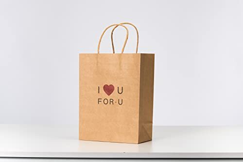 50Pcs Brown Kraft Paper Gift Bags w/ Handles, 5.9x3.2x8.3Inch for Small ...