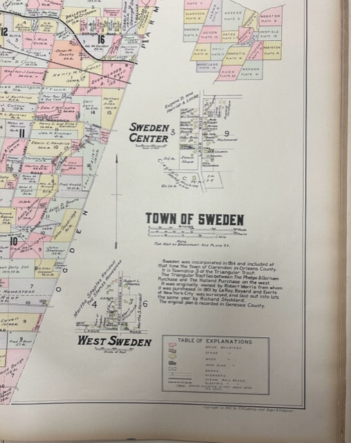 ORIG 1902 MONROE COUNTY, NY, TOWN OF SWEDEN, CLARKSON TO GENESEE ATLAS ...